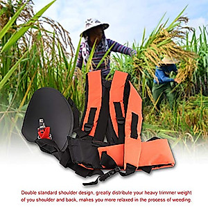 Tangxi Orange Comfort Trimmer Double Shoulder Strap,Y Shaped Nylon Harness for Brushcutters/Trimmers/Heavy Trimmers/Chainsaw,Soft and Adjustable Garden Brush Cutter Shoulder Strap