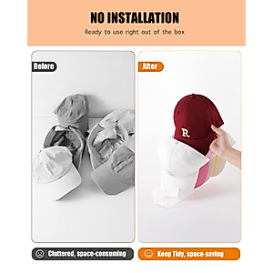 ZORCOR Acrylic Hat Organizer - 2 Pack Baseball Cap Display & Organizer, Holds 14 Caps, No Installation Needed, Clear Baseball Cap Organizer For Closet,Bedroom, Dresser