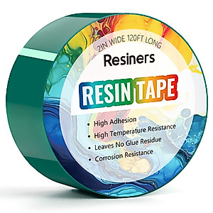 Resiners Resin Tape for Epoxy Resin Molding - 2IN W x 120FT L - Thermal Adhesive Tape, High Temperature Resistance, Easy Peel-Off, Release Resin Tape for River Tables, Remove Residue, Green