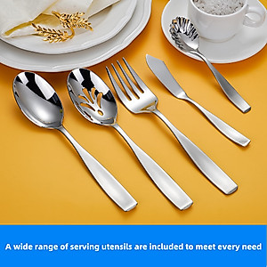 70-Piece 18/10 Stainless Steel Flatware Set for 12 with 2 Sets of Serving Utensil, Heavy Duty Silverware Set, High End Flatware, Dishwasher Safe, Ideal for Gift