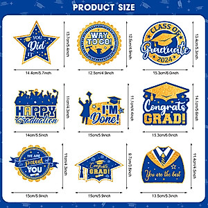 20 Pack Graduation Party Decorations 2024 - Congrats Grad Hanging Decoration, Blue Gold Glittery Graduation Hanging Swirls Ceiling Streamers Ornaments for Class of 2024 Graduation Decorations Favors