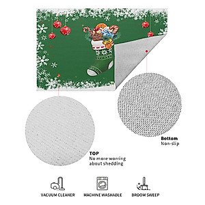 Indoor Door Mat Washable Mat 16x24 Inch - Outdoor Non-Slip Mat Absorbent Resist Dirt Doormats Socks Pattern Green Floor Mat for Entryway Patio Bathroom