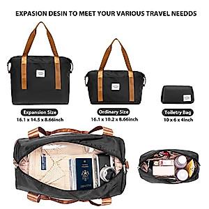 LONG VACATION Luggage Set 4 Piece Luggage Set ABS hardshell TSA Lock Spinner Wheels Luggage Carry on Suitcase (BLACK-BROWN, 6 piece set)