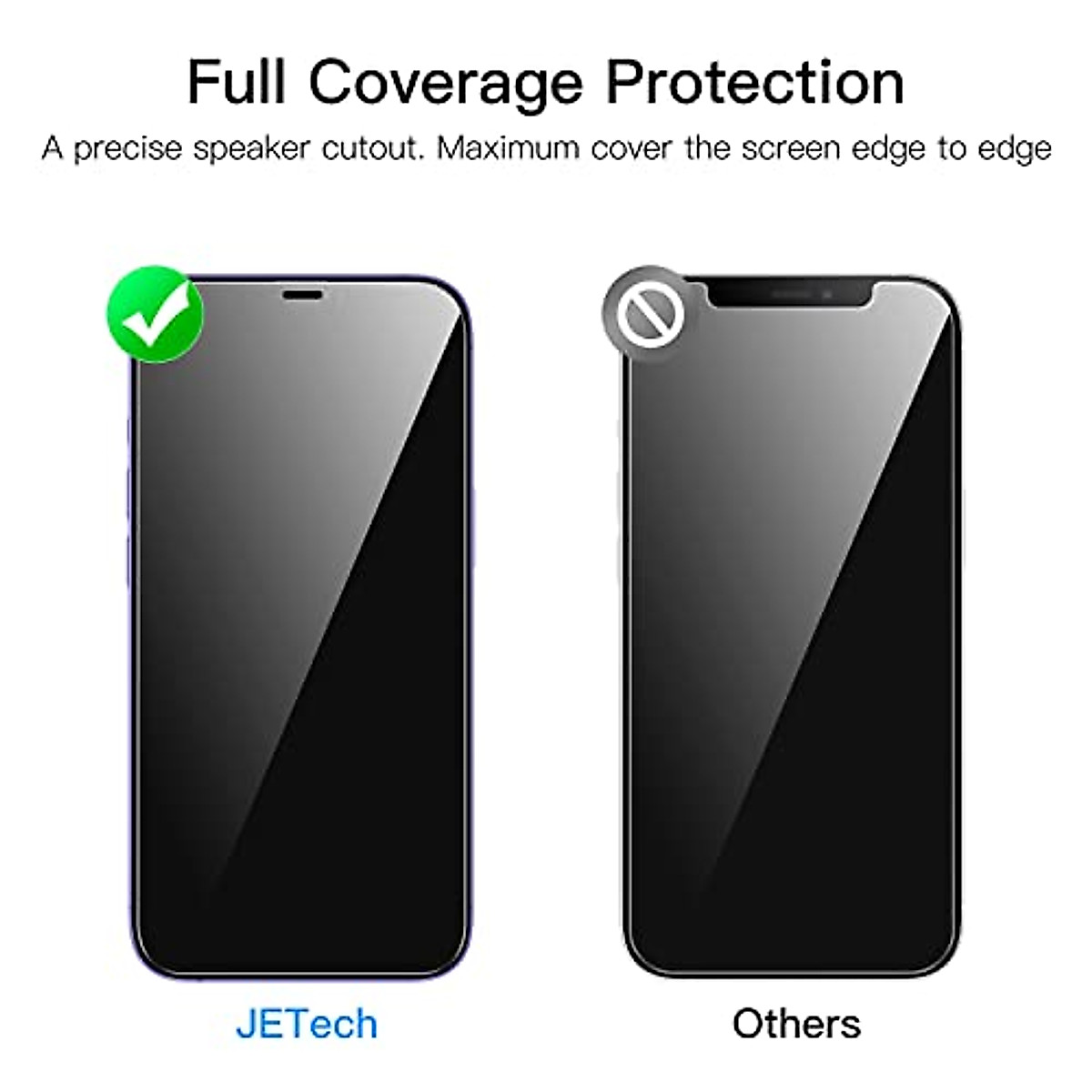 JETech Privacy Full Coverage Screen Protector for iPhone 12 Pro Max 6.7-Inch, Anti-Spy Tempered Glass Film, Edge to Edge Protection Case-Friendly, 2-Pack