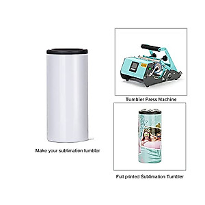 PYD Life 4 Pack 12oz Sublimation Slim Skinny White Stainless Steel Can Cooler,Sublimation Skinny Can Cooler,Sublimation Tumbler,Beer Can Cooler,Beer Holder,Vinly Gifts