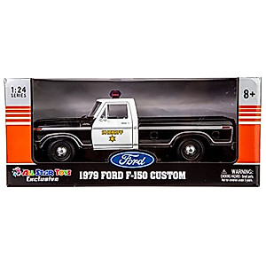 Motormax All Star Toys Exclusive 1979 Ford F-150 Sheriff Pickup Classic F150 Police Pick Up Truck 1:24 Diecast Collectible Model Car Black 76986 (Sheriff)