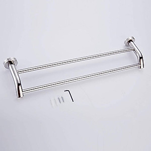 NERDOH SUS304 Stainless Steel Bright Silver Double Rod Multi-Function for Kitchen and Bathroom Towel rack-40x15CM Wall Mounted Towel Bar Hanging for Kitchen Bathroom Cupboard