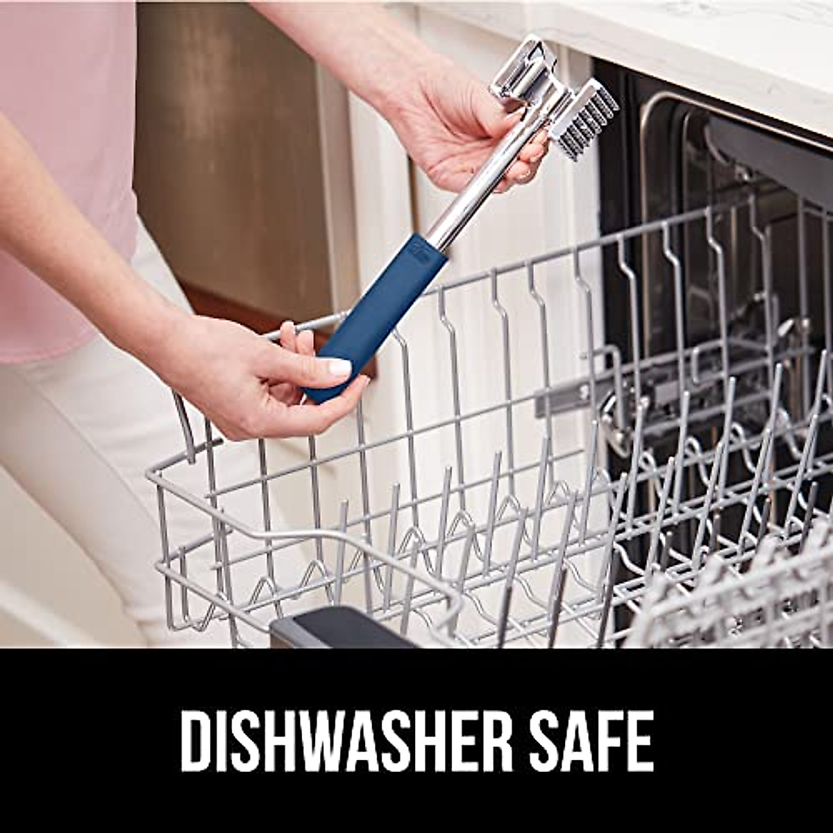 Gorilla Grip Heavy Duty Meat Tenderizer, Oversized Kitchen Mallet, Soft Grip Handle, Tool Maximizes Food Flavor, Spiked Side Tenderizes, Flat Smooth Flattens Steak, Pound Beef, Commercial Grade, Black