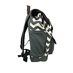 K-Cliffs Travel Laptop Backpack Canvas School Bookbag Casual School Daypack Rucksack Grey Chevron