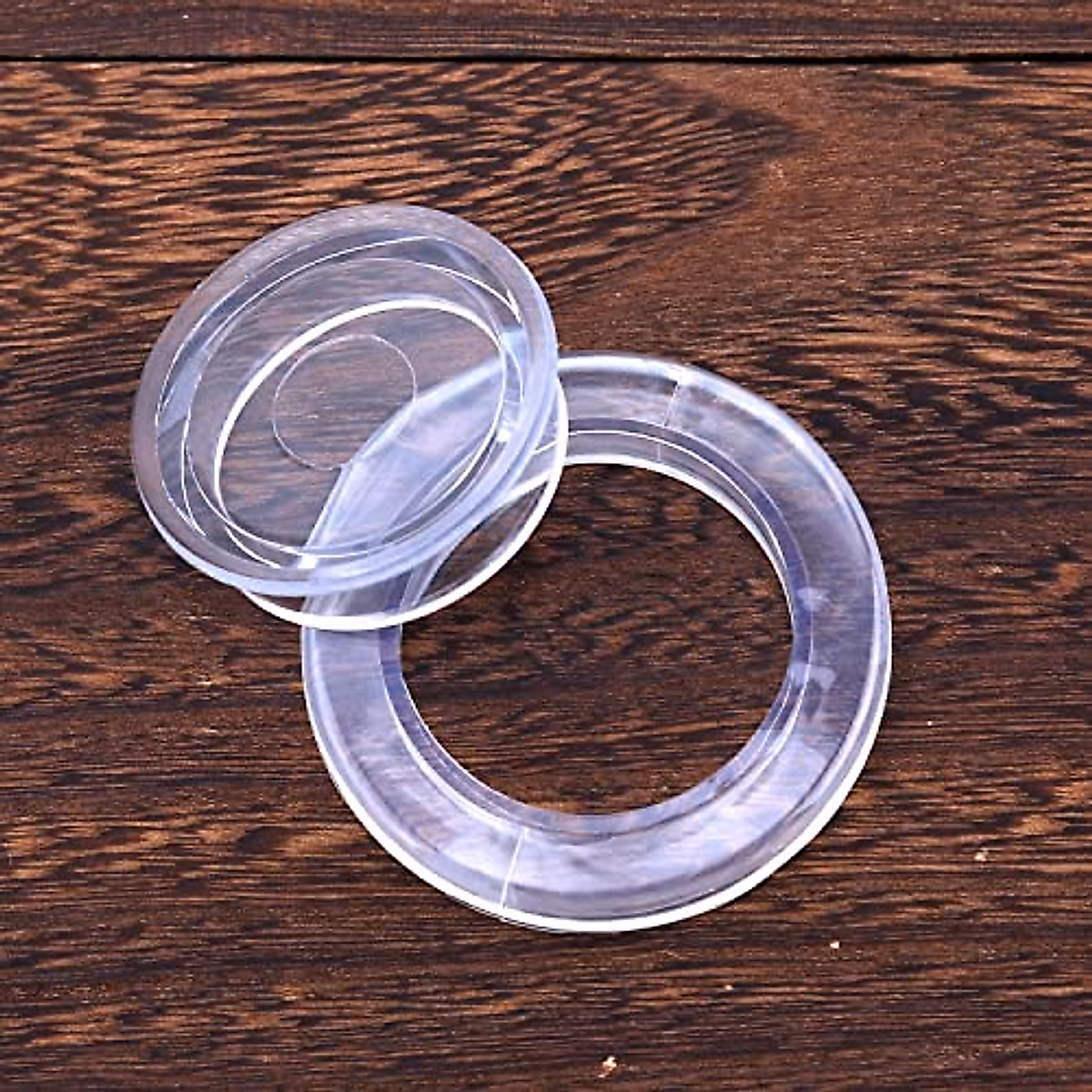 AIEX 2 Inch 2 Set Patio Table Umbrella Hole Ring and Cap Set Silicone Transparent Including 2 Rings and 2 Stoppers