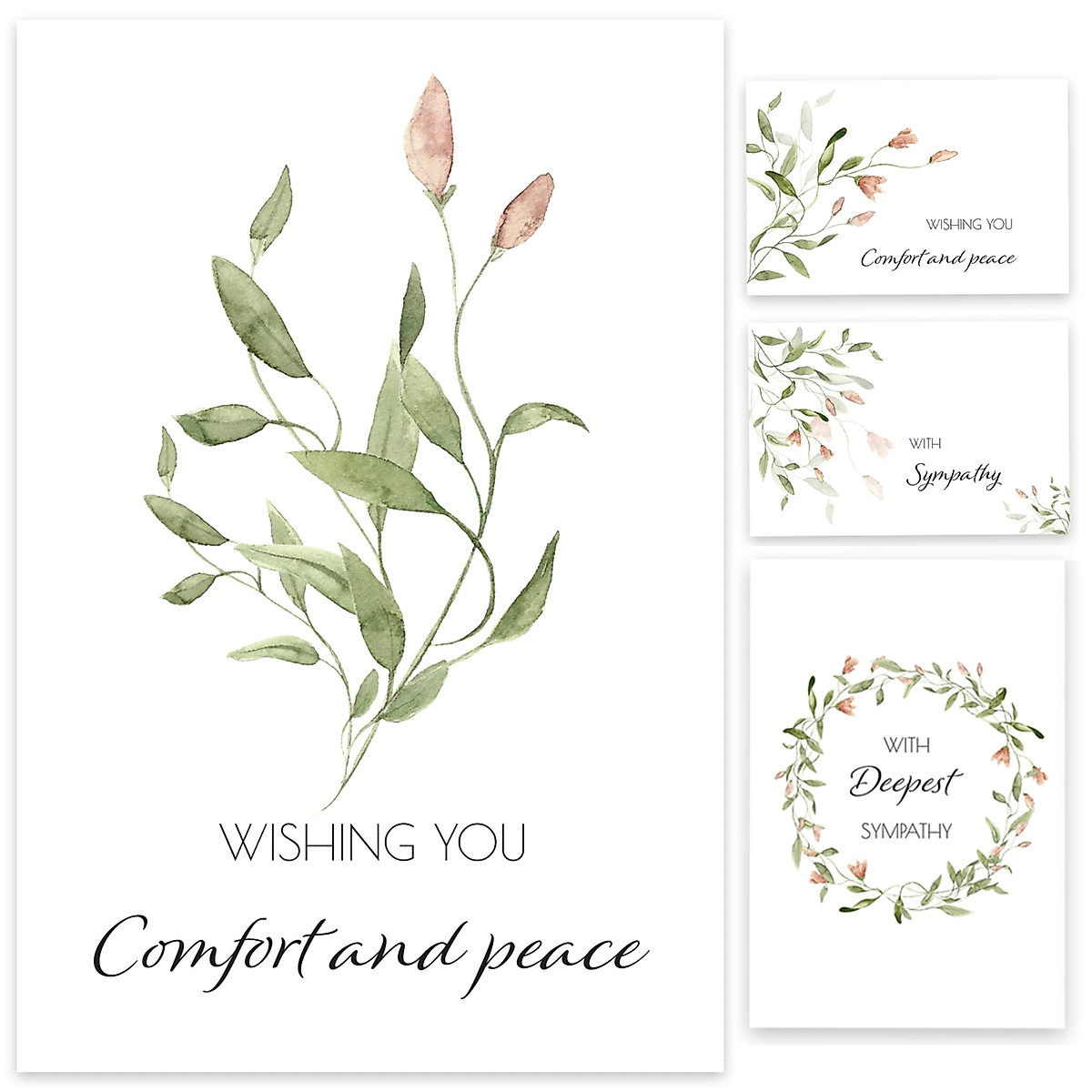 KIBAGA Sympathy Cards Set of 20 with Envelopes & Stickers - Heartfelt ...