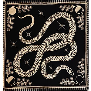 ASAV Tarot Altar Cloth Golden Snake Dragon Table Napkin Cloth Witchery Supplies Home Decor Wall Art Spiritual Witchcraft Square (24x24 Inches (61x61 Cm))