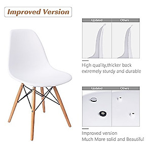 Furmax Pre Assembled Style Mid Century Modern DSW Shell Lounge Plastic Kitchen, Dining, Bedroom, Living Room Side Chairs Set of 4, White