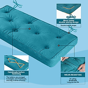 Millsilo Bench Cushion, Bench Cushions for Indoor/Outdoor Furniture, Window Seat Cushions, Garden Patio Large Pads with Button Reinforcement, for Shoe Bench Dining Porch Bench 36x14x4 inch,Teal