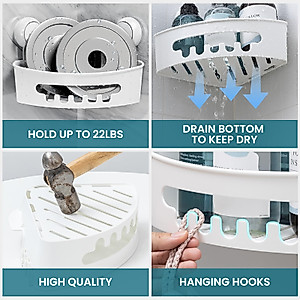 TAILI Corner Shower Caddy Suction Cups Heavy Duty 2 Pack, Small Bathroom Shower Shelf Storage Wall Mounted shower Organizer for Shampoo,Conditioner,Plastic shower Basket, Drill-Free Removable