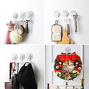 Teletrogy Shower Razor Holder, 4Pack Heavy Duty Adhesive Hooks Damage Free Shower Hooks DIY Assemble, Waterproof Razor Suction Cup Holder for Bathroom, Kitchen, Shaver, Towel, Loofah, Christmas Wreath