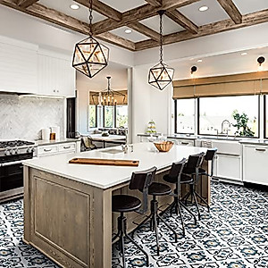 Retro Self Adhesive 12-Inch Vinyl Floor Tiles, 20 Tiles - 12" x 12", Mid Century Modern Slate Pattern - Peel & Stick, DIY Flooring for Kitchen, Dining Room, Bedrooms & Bathrooms by Achim Home Decor