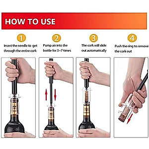 Air Pressure Pump Bottle Opener With Foil Cutter,Aerator Pourer,Vacuum Stopper(4PCS),Simple Cork Remover ,Efficient Corkscrew Bottle Opener,Great For Wine Lovers,Perfect Wine Gift.