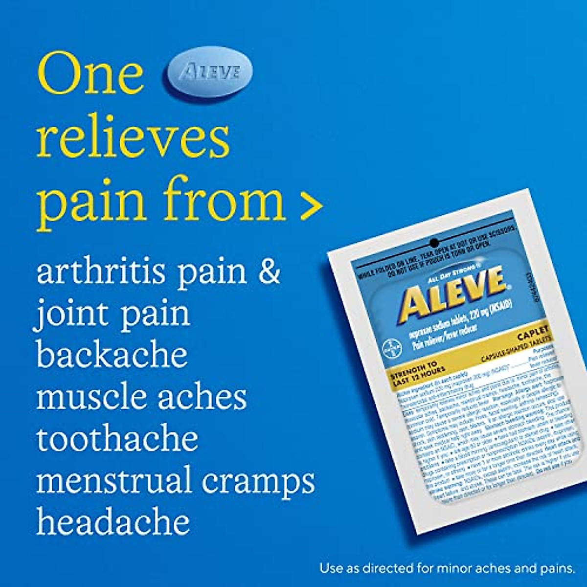 Aleve On The Go Pain Relief, Sachet Dispenser, 60 Individual Pouches