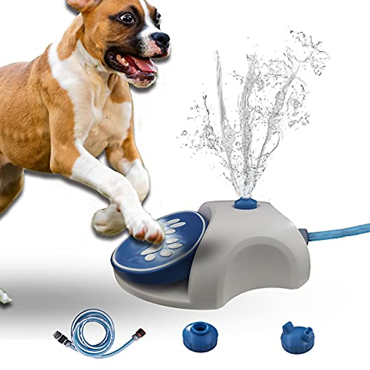 EverBrit Outdoor Dog Water Fountain Step On Water Dispenser Garden Dog Cooling Tool with 2 Nozzles, Always Fresh Water, Sturdy and Easy to Use
