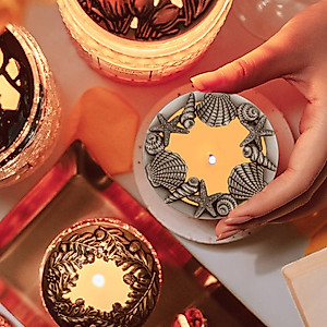 GORGECRAFT Candle Toppers Scented Candle Cover Jar Lids Shades Sleeves Gifts Shell Starfish Pattern Candle Accessories for Women - Help Candle Melt Evenly, Silver