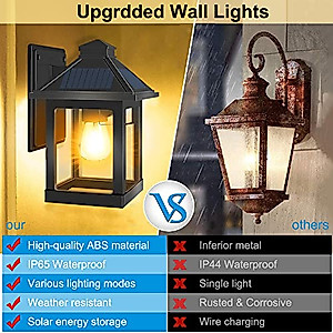 INDARUN Solar Wall Lantern Lights with 3 Modes, Solar Lights Outdoor Waterproof, Dusk to Dawn Motion Sensor LED Wall Sconce, Porch Barn Light, Warm White Lighting for Garage, Yard, Patio