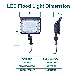 SERWING Led Flood Light 100W Dusk to Dawn LED Flood Light Outdoors with Knuckle Mount, IP66 Waterproof LED Flood Lights for Garden, Yard, Playground, Basketball Court