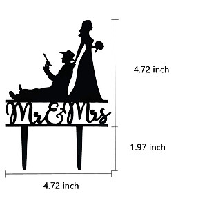 Mr and Mrs Wedding Cake Topper, Funny Gun Theme Wedding Bridal Shower or Anniversary Cake Topper (Gun)