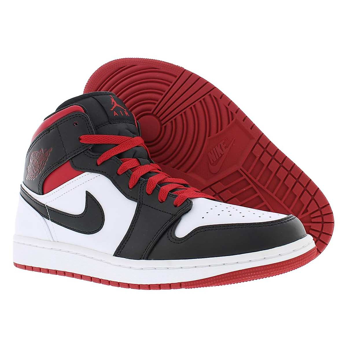 Jordan Mens Air 1 Mid Gym Red Black Toe - White/Gym Red-Black - Size 10.5