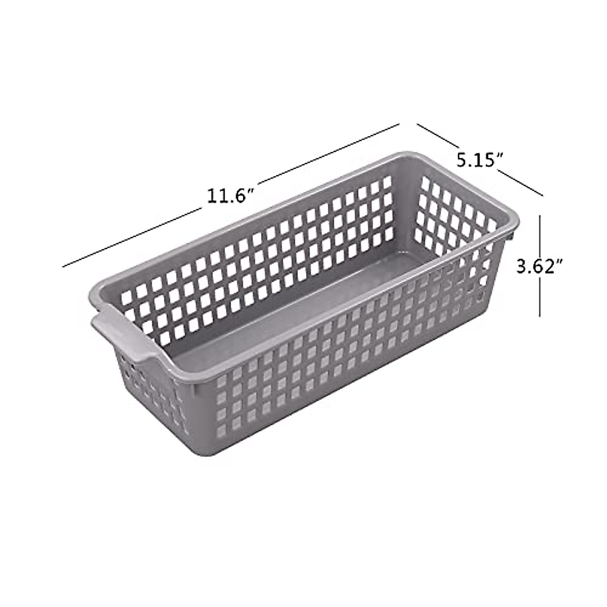Ggbin Grey Plastic Storage Basket, Small Basket Bins, 6 Packs