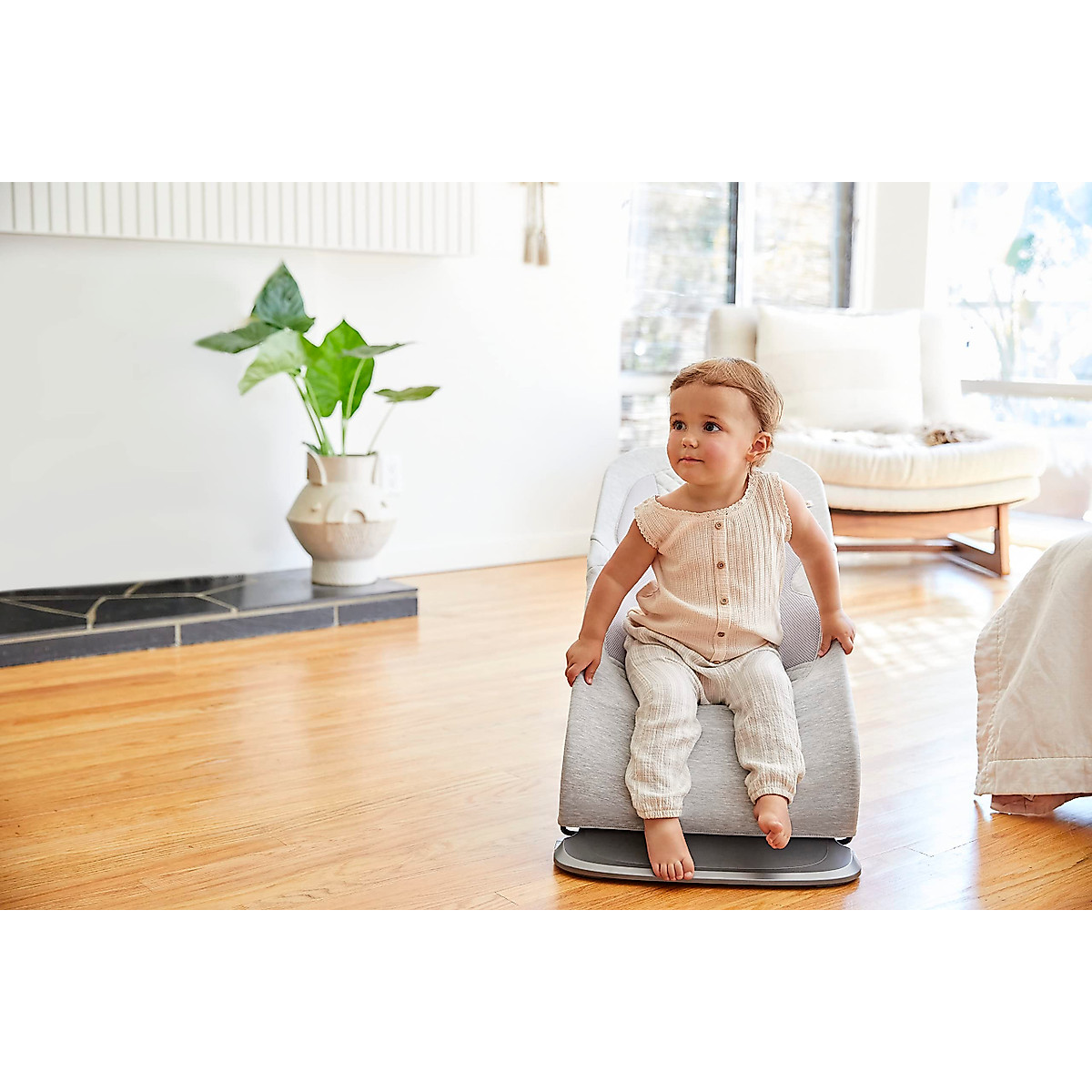 Ergobaby Evolve 3-in-1 Bouncer, Adjustable Multi Position Baby Bouncer Seat, Fits Newborn to Toddler, Light Grey