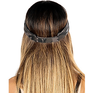 Vintage Distressed Visor Hat: American Flag - Black Camo