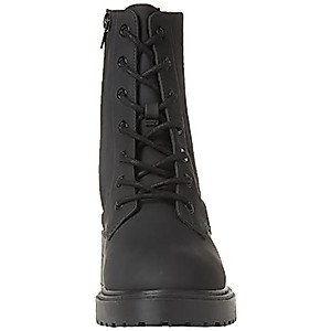 Amazon Essentials Women's Rubberized Combat Boot with Chunky Outsole, Black, 7