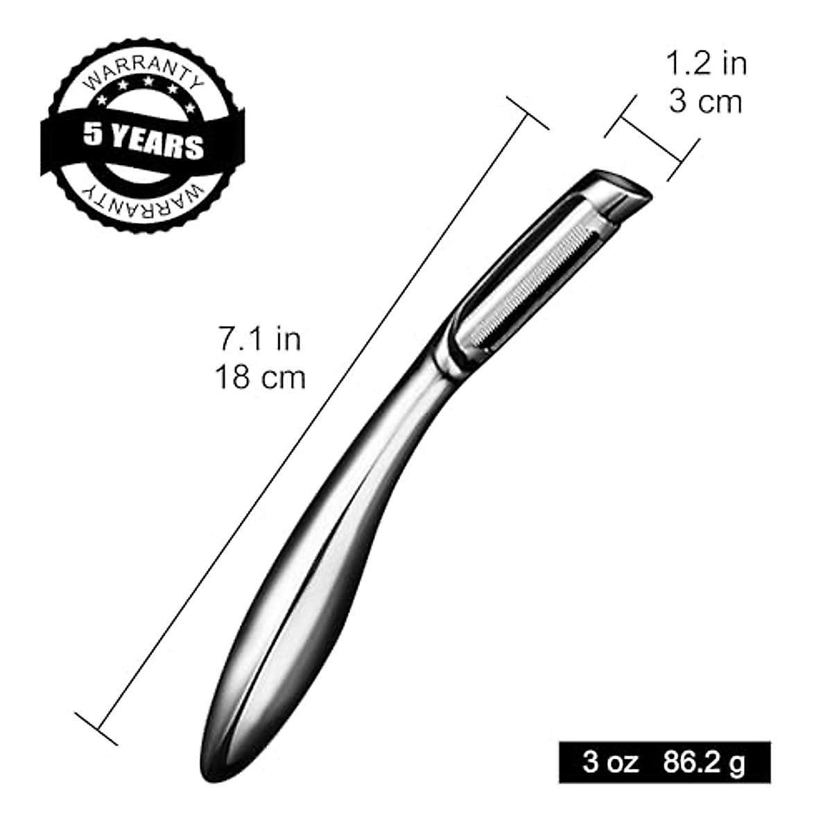 Premium Potato Peeler Stainless Steel, Vegetable Peeler for Kitchen, Ultra Sharp Blade, I Peeler, Ergonomic Non-Slip Handle Veggie Peelers for Kitchen, Fruit & Cucumber Peeler - 5 Years of Warranty