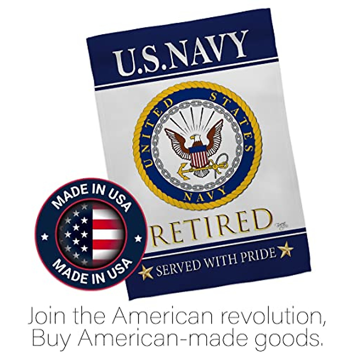 Breeze Decor US Navy Garden Flag Set with Stand Armed Forces USN Seabee United State American Military Veteran Retire Official House Banner Small Yard Gift Double-Sided, Made in USA