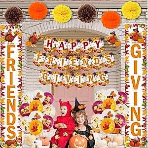 Happy Friendsgiving Banner Thank You Banner and thanksgiving balloons for Friendsgiving Decorations Happy Thanksgiving Decorations Thanksgiving Birthday Decorations Thanksgiving Party Decorations