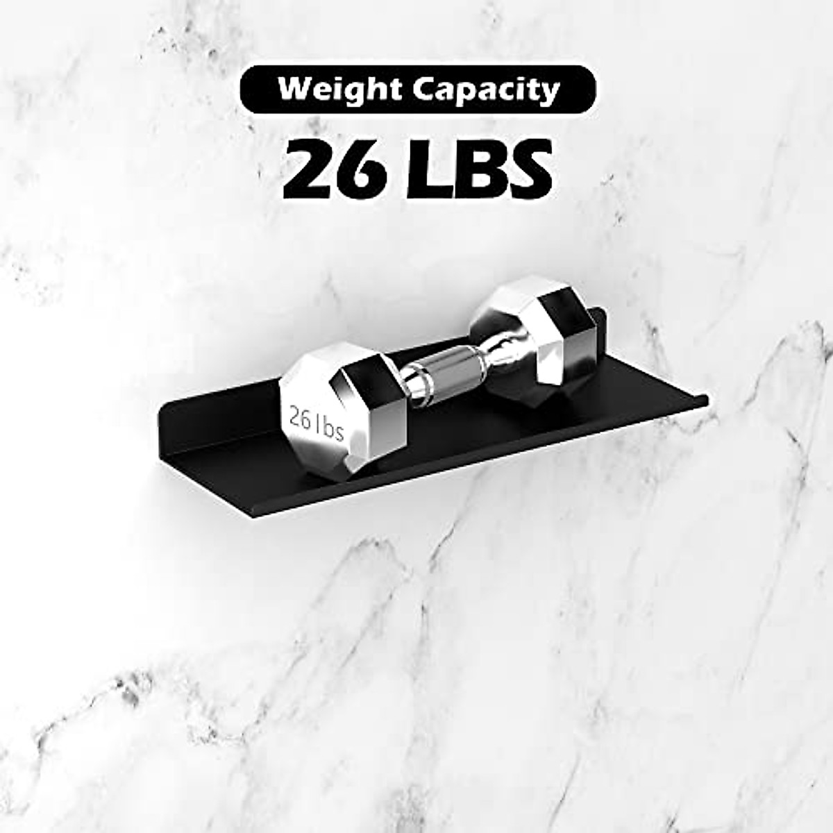 SlimmKISS Metal Floating Shelves Wall Mounted Shelf Organizer Modern Black Metal Stainless Steel Floating Shelf, Wall Mounted Hanging Display Organizer Rack,2 Pack