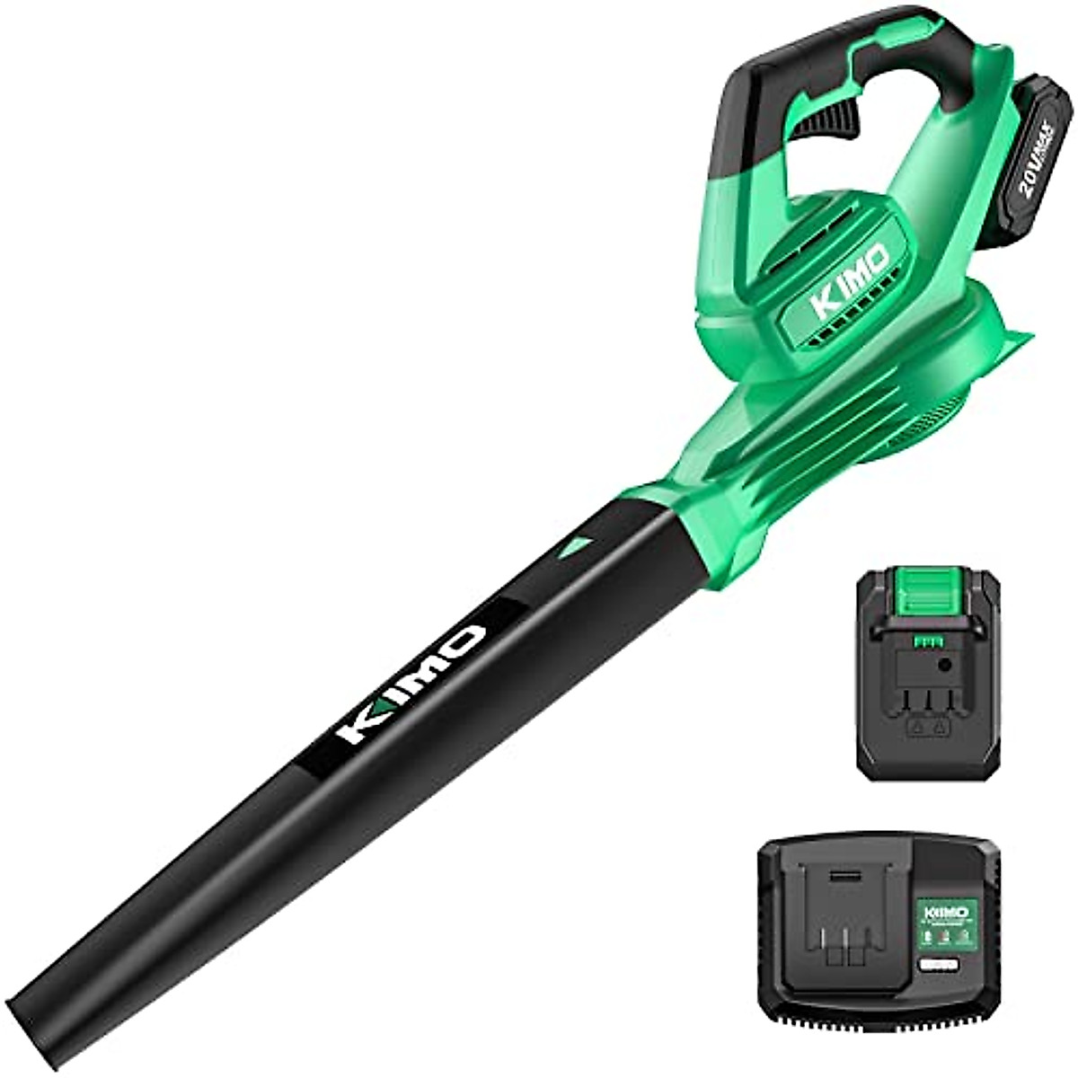 KIMO Electric Leaf Bblower, 200 CFM 170 MPH Lightweight Handheld Cordless Leaf Blower, 20V Leaf Blower Cordless with Battery and Charger, Small Leaf Blowers for Lawn Care, Yard | Patio| House |Jobsite