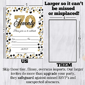 Confetti Polka Dot 70th Birthday Party Invitations, 20 5x7 Fill In Cards with Twenty White Envelopes by AmandaCreation