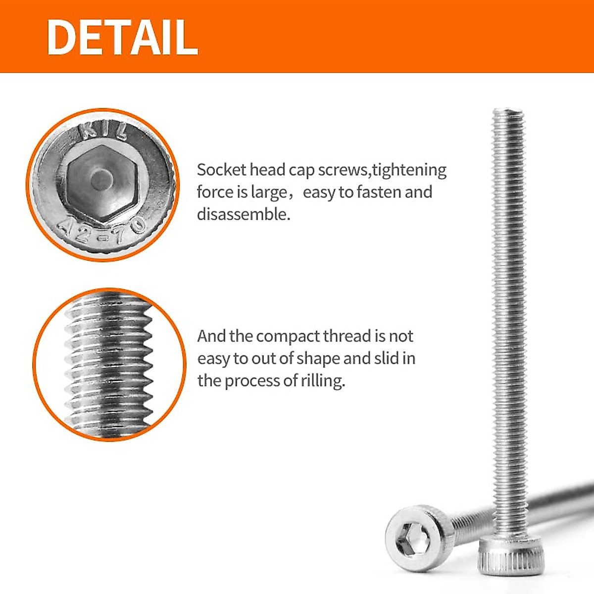 NIULUNBAO M3 x 30mm 35mm 40mm 45mm 50mm Hex Socket Head Cap Screws Bolts, 304 Stainless Steel, Metric Machine Fully Threaded, Bright Finish, Allen Hex Drive, Assortment Kit 100PCS