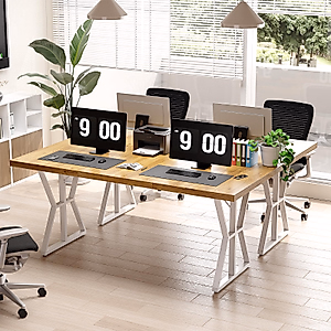 ONBRILL 71 Inch Computer Desk, Large Home Office Executive Desk, Modern Simple Style Gaming Desk for Writing Work Study Bedroom, Sturdy Frame & Thicker Steel Legs with Ample Legroom, Rustic Oak