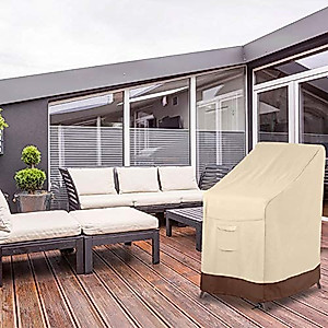 Vailge Stackable Patio Chair Cover,100% Waterproof Outdoor Chair Cover, Heavy Duty Lawn Patio Furniture Covers,Fits for 4-6 Stackable Dining Chairs,36" Lx28 Wx47 H,Beige&Brown