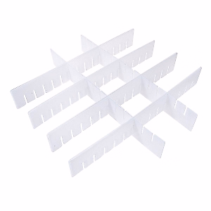 Saim Drawer Organizers,Adjustable Drawer Organizer Dividers,White DIY Plastic Grid Drawer Organizer for Socks, Underwear, Lingerie, Makeup, Kitchen, Dresser - 6 Pcs