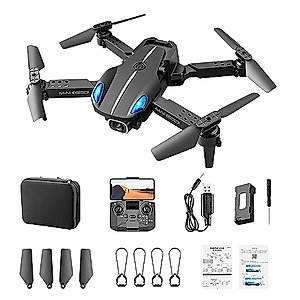 Foldable Mini Drone with 4K Wide-Angle Camera, New Stable Flight Easy Control Drone With Dual 4K HD FPV Camera, lightweight durable resistance Auto Obstacle Avoidance WiFi Connectivity (Black)
