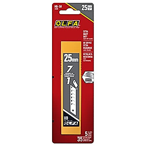 OLFA 25mm Extra Heavy Duty Snap Off Replacement Blades, 5 Blades (35 segments) HB-5B - Snap-Off Utility Knife Replacement Blades, Fits any 25mm Utility Knife