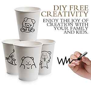 Ginkgo [100 Pack 12 oz Disposable Thickened Paper Coffee Cups with Lids and Sleeves, To Go Hot Coffee Cups for Home, Office, Wedding and Cafes