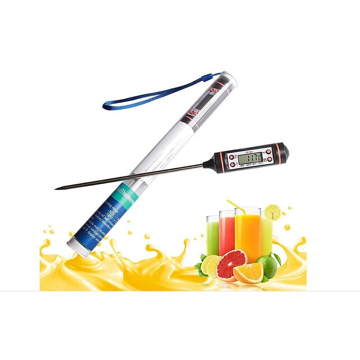 TBBSC Meat Thermometer,Instant Read Digital Cooking Thermometer,Electronic Food Thermometer with Super Long Probe for Kitchen,Milk,Candy,BBQ and Grill