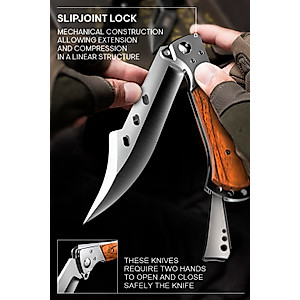 Long Blade Folding Knife - Sharp Hunting Hiking Camping Tactical Survival Work Knives for Men Women - Foldable Large Knife with Rosewood Handle - Fits any Knife Sharpener - Father s Day Gifts 4172