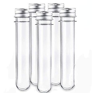 Acrux7 30 Pack Clear Plastic Test Tubes with Screw Caps, 45ml Clear Botanical Bath Salt Tubes 1x5 inch for Beads, Gumball, Candy Storage, Decorate(25x140mm)
