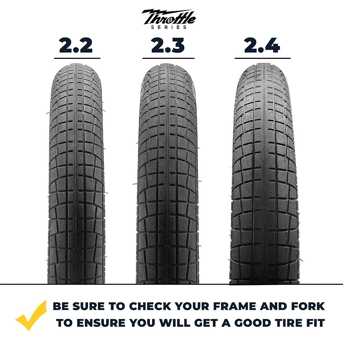 Eastern Bikes Throttle 20 inch BMX Tires Available with or Without Tubes, 2.2, 2.3 and 2.4 Inch Widths, White or Yellow Logo. (2.2" Yellow Logo, 2 Pack with Tubes)